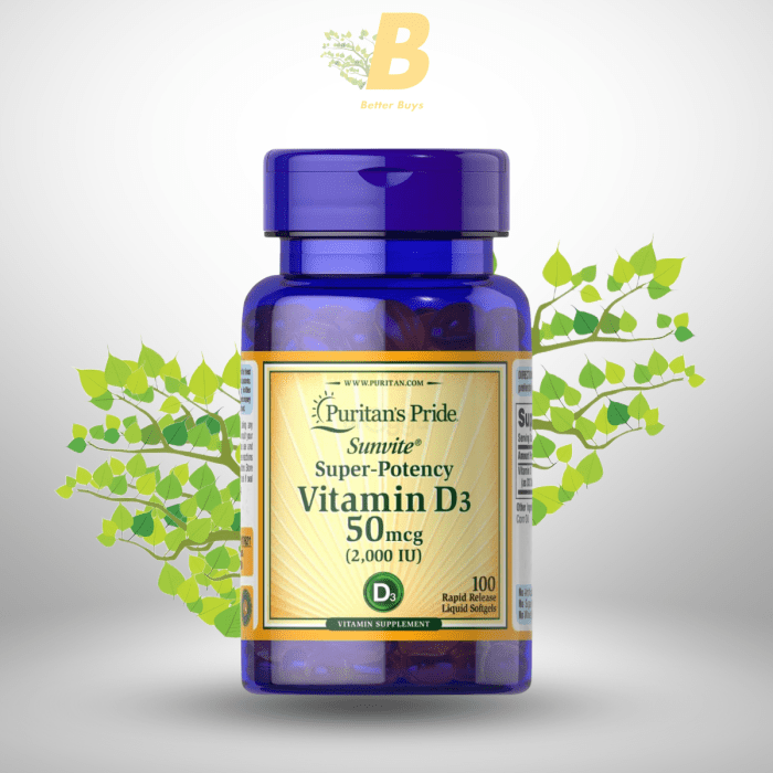 Puritan’s Pride Vitamin D3 50 Mcg (2000 IU) 100 Capsules In Bangladesh
